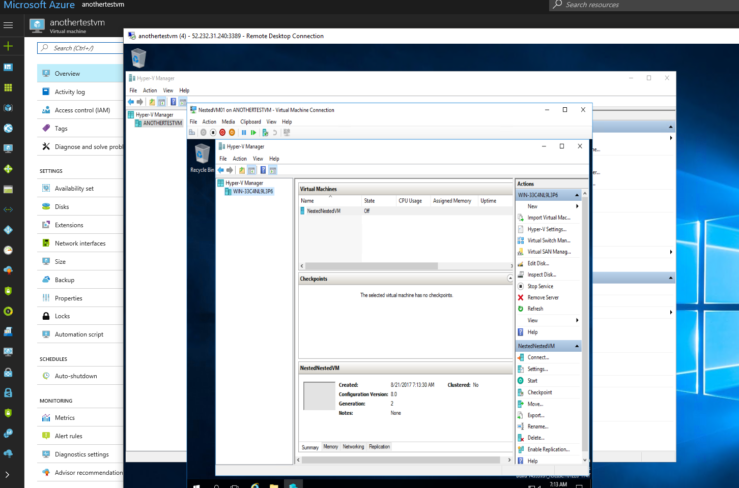 Microsoft Azure Nested Virtualization Vm In Nested Vm In Azure Vm