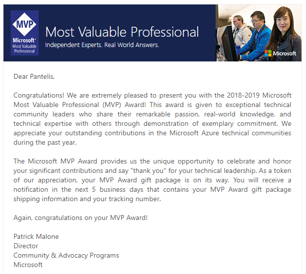 My First Microsoft Azure MVP award! - Apostolidis Cloud Corner