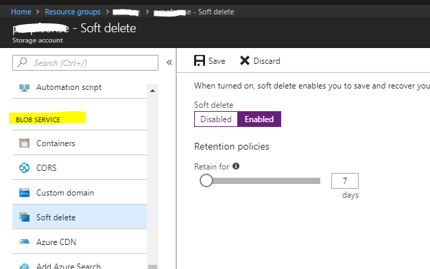Azure Blob Storage Recycle Bin