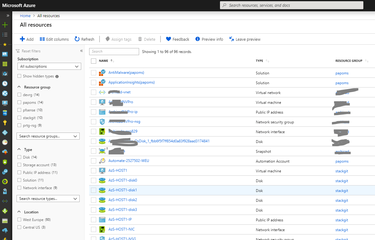 Have you tried the improved filtering and sorting Azure Portal ...